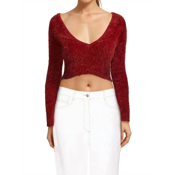 Ronny Kobo Collection | Tops | New Ronny Kobo Isley Fuzzy Top In Scarlet | Poshmark